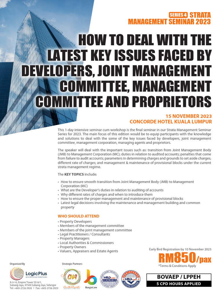 Strata Management Seminar 2023 (Series 4) - Brochure | PDF | Payments ...