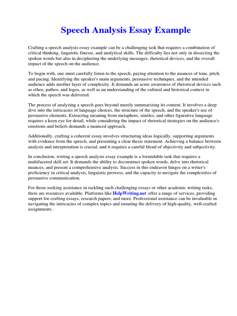 Speech Analysis Essay Example | PDF | Rhetoric | Charles Lindbergh Speech Analysis Essay Example | PDF | Rhetoric | Charles Lindbergh