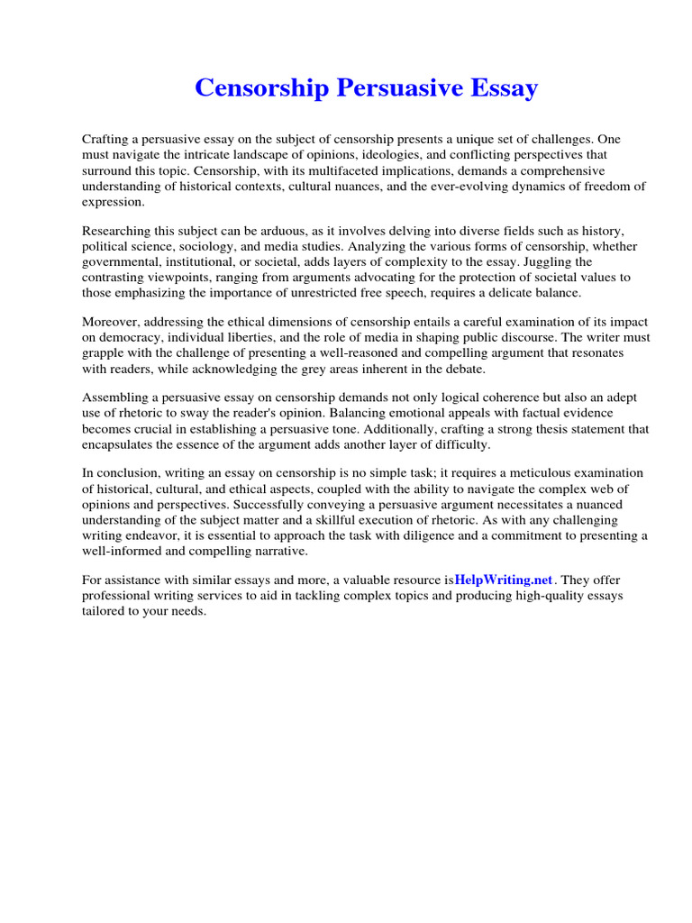 Censorship: Crafting a Persuasive Essay | PDF | Ransomware | Retina