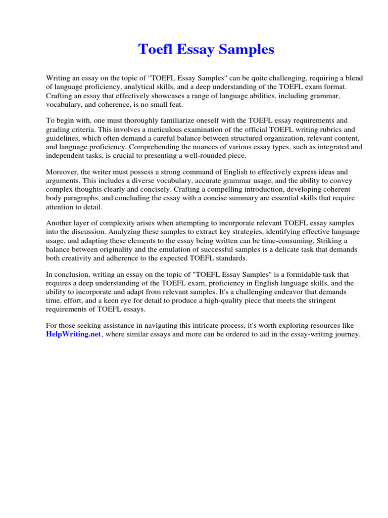 TOEFL Essay Samples | PDF