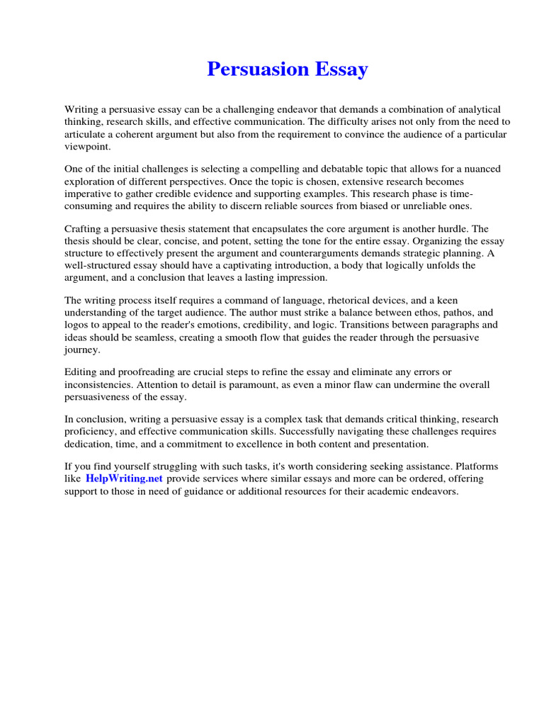 Persuasion Essay | PDF | Perception | Learning
