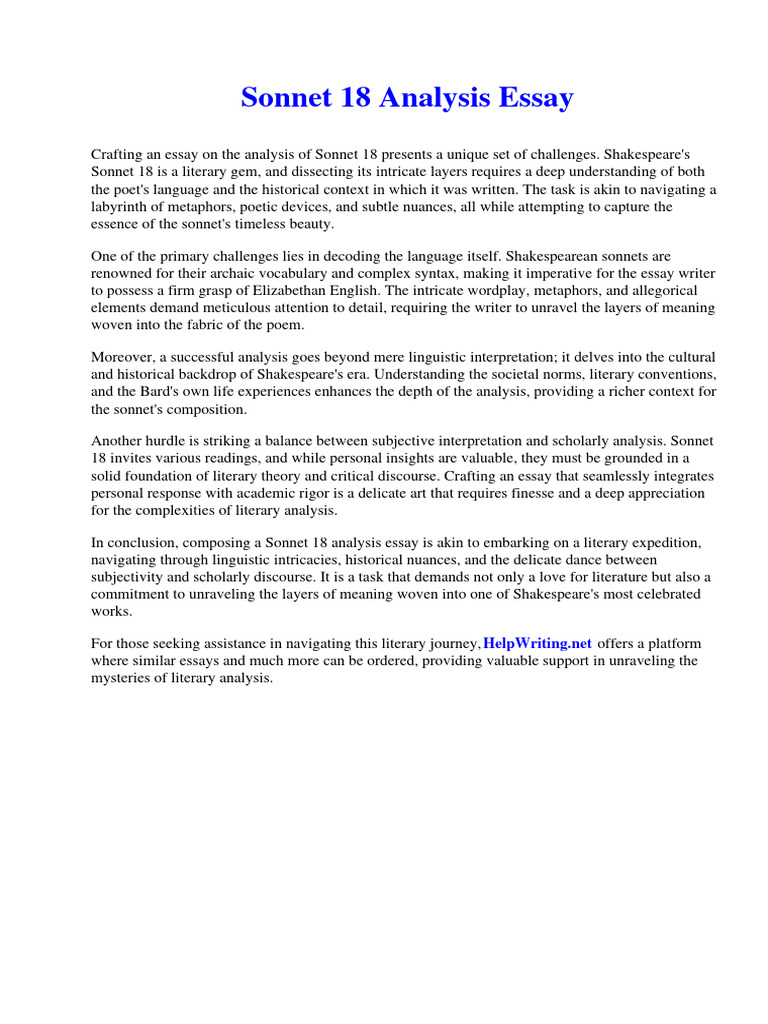 Sonnet 18 Analysis Essay Pdf Karl Popper Theory