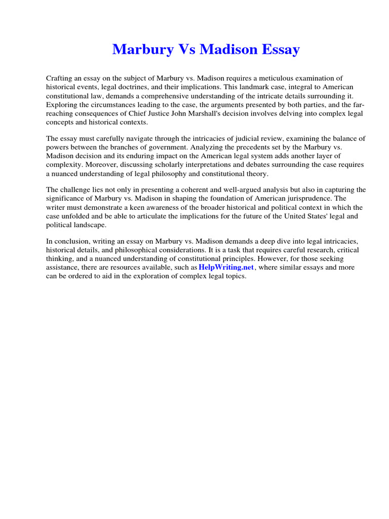 Marbury Vs Madison Essay | PDF | Comedy | Marbury V. Madison