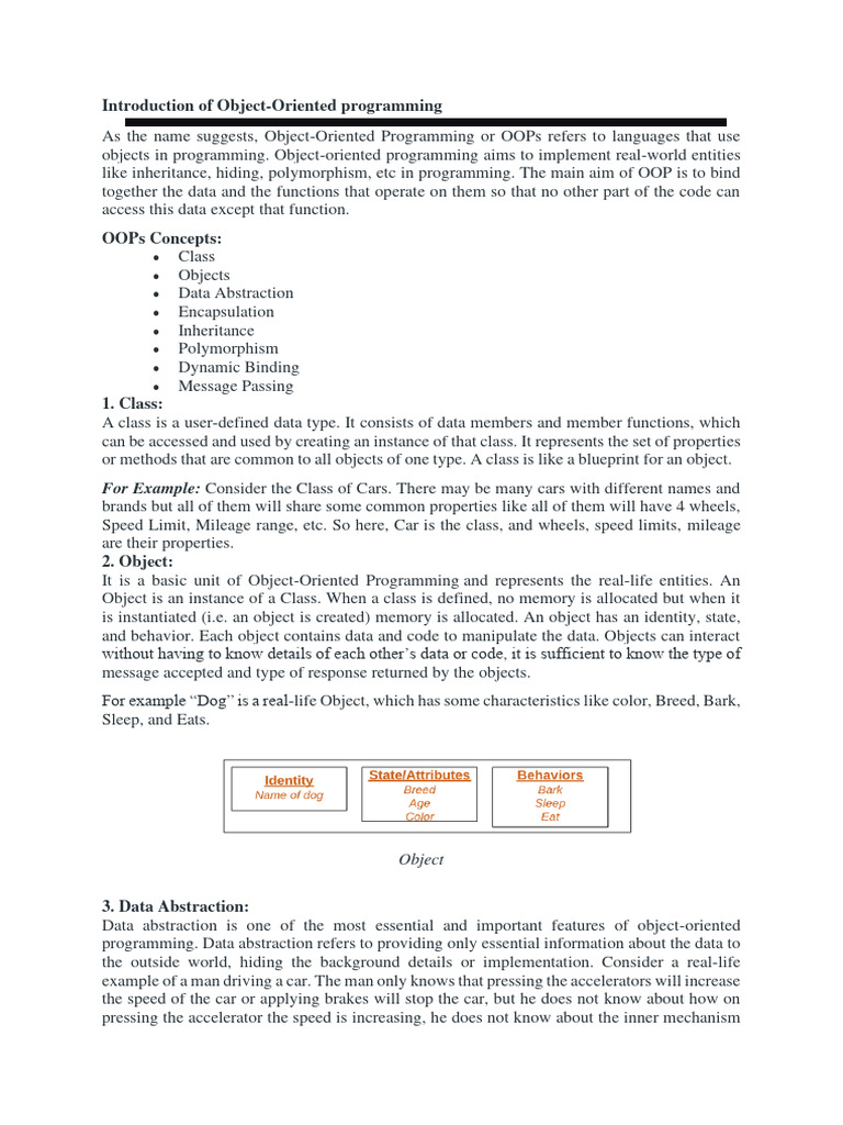Oop Notes | PDF | Class (Computer Programming) | Object Oriented ...
