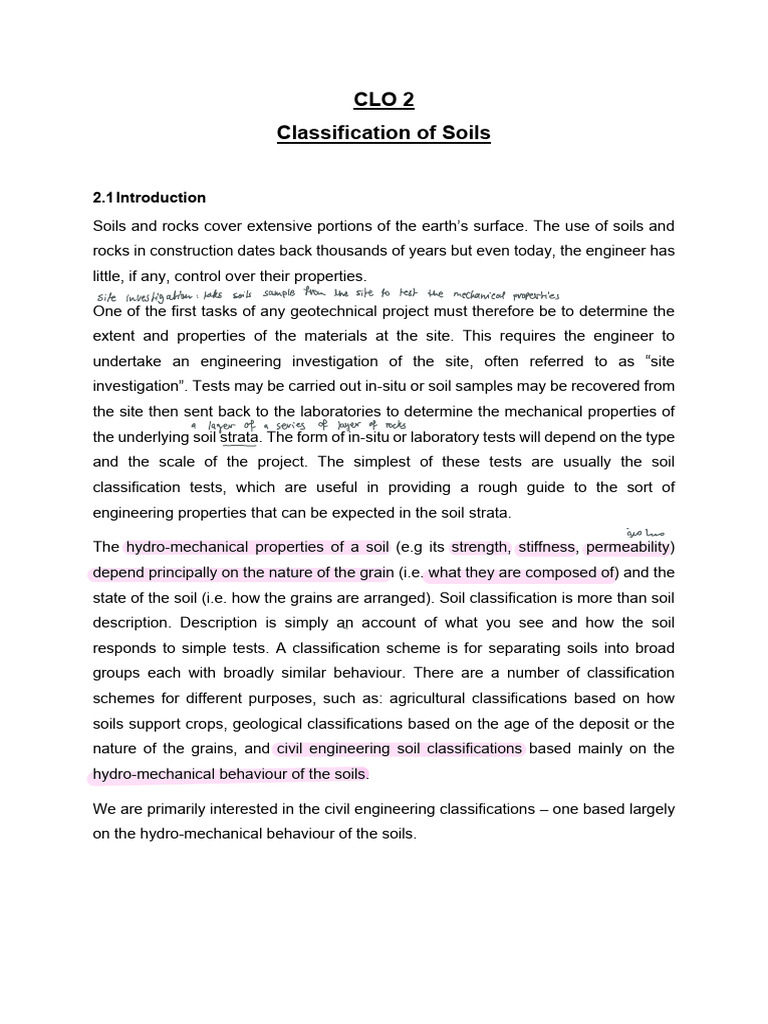 Clo2 Soil Classification Lecture Notes Pdf Silt Clay