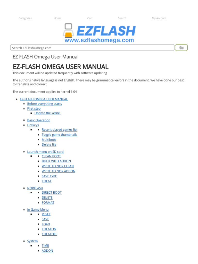 EZ Flash Omega User Manual | PDF