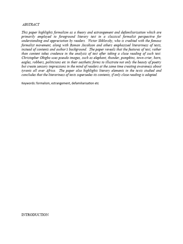 Eng308 Formalists Analysis1 | PDF