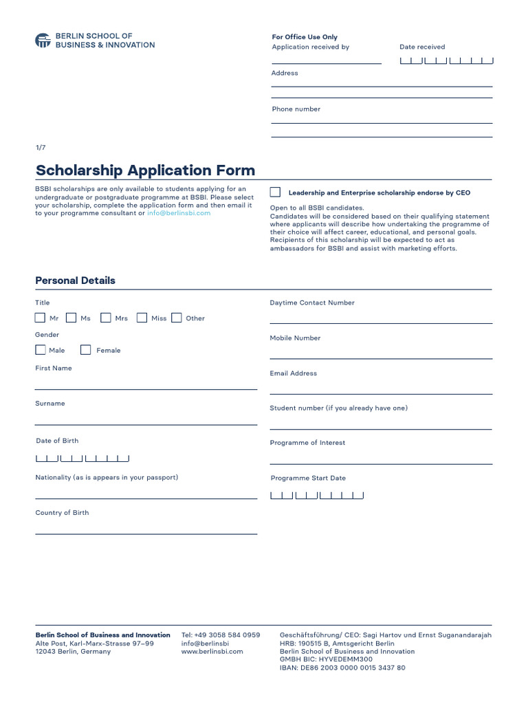 BSBI Pre Enrolment Leadership and Enterprise Scholarship | PDF | Privacy | Business