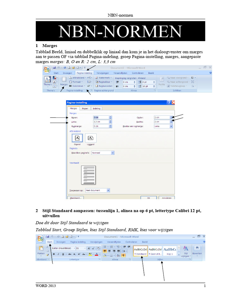 NBN-normen WORD 2013 Einde 5de Jaar | PDF