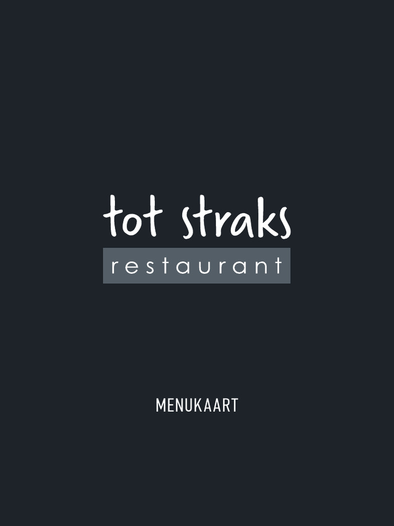 Menukaart Restaurant Tot Straks | PDF