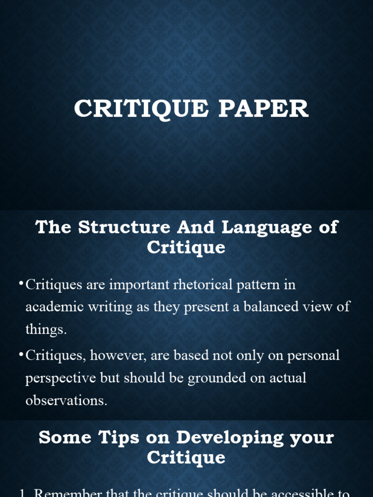 Critique Paper | PDF