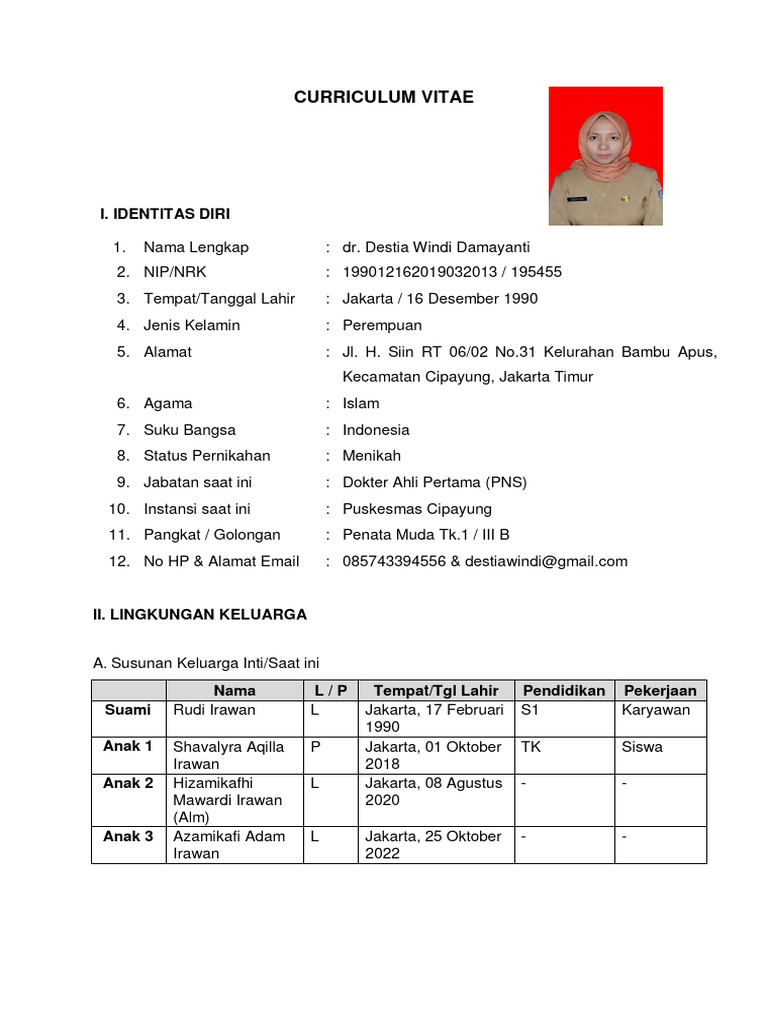 CV Dokter Destia Windi Damayanti | PDF