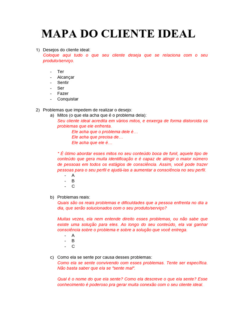Aula 1 - Mapa do cliente ideal | PDF