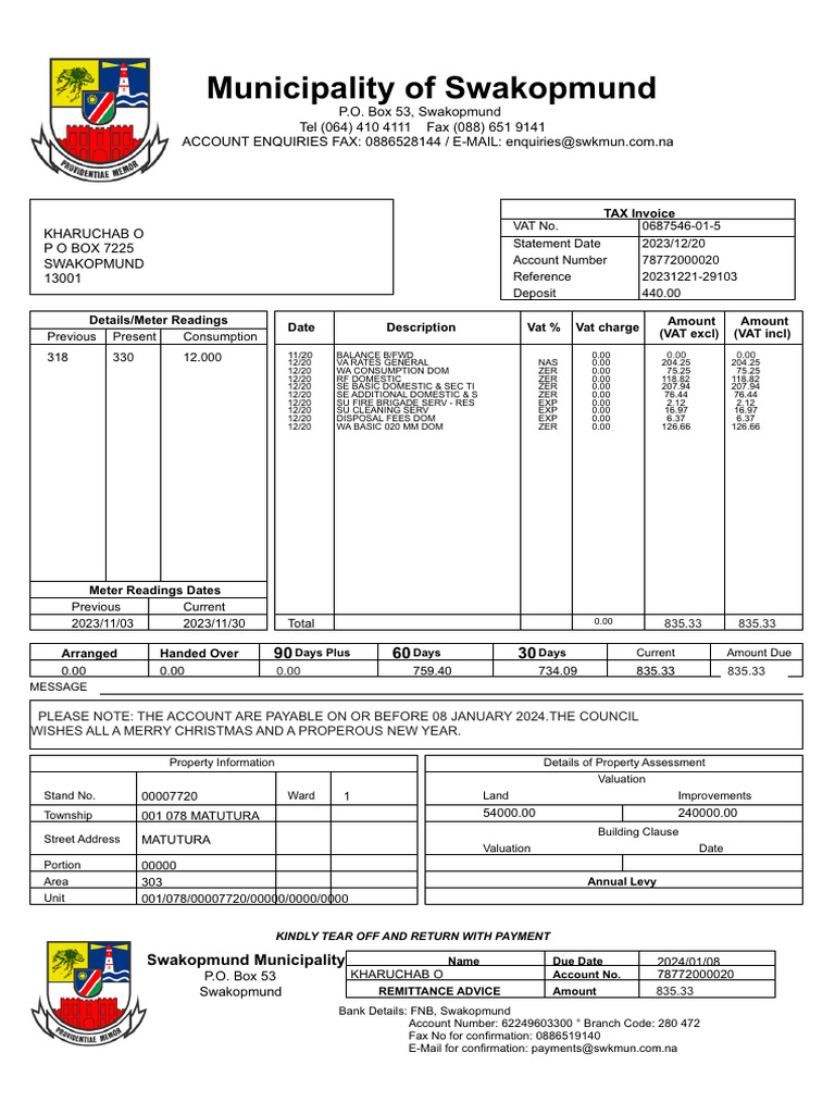 Water Bill Jan 01 | PDF | Value Added Tax | Taxes