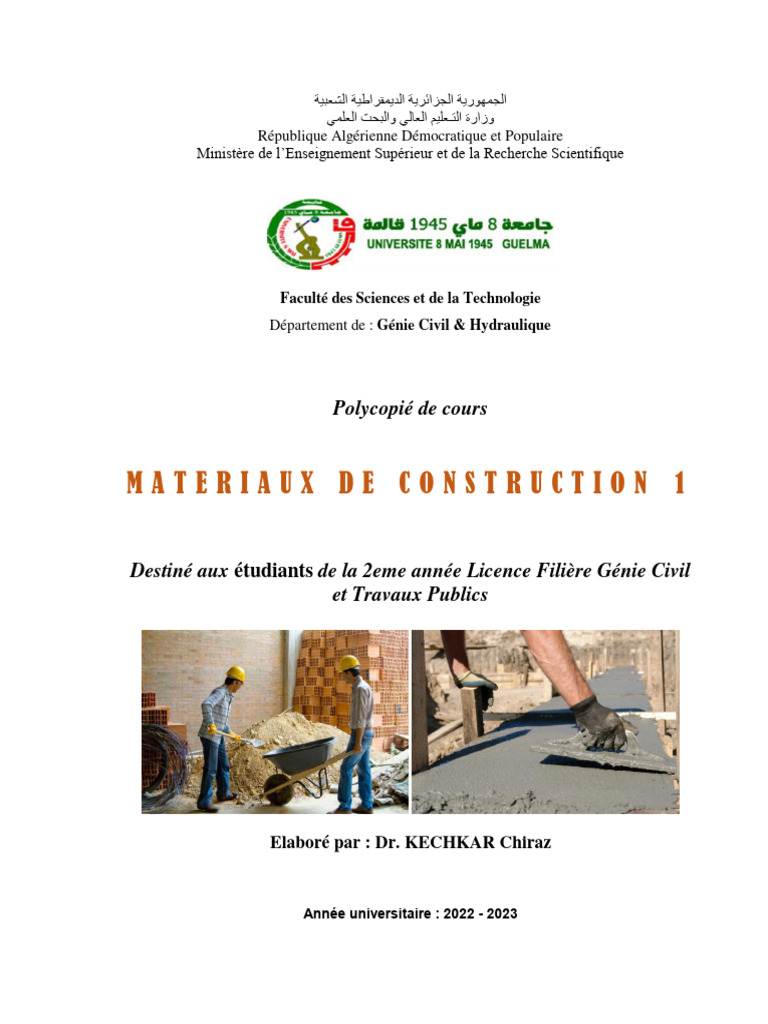 Matériaux de Construction en Génie Civil | PDF | Élasticité (Physique ...