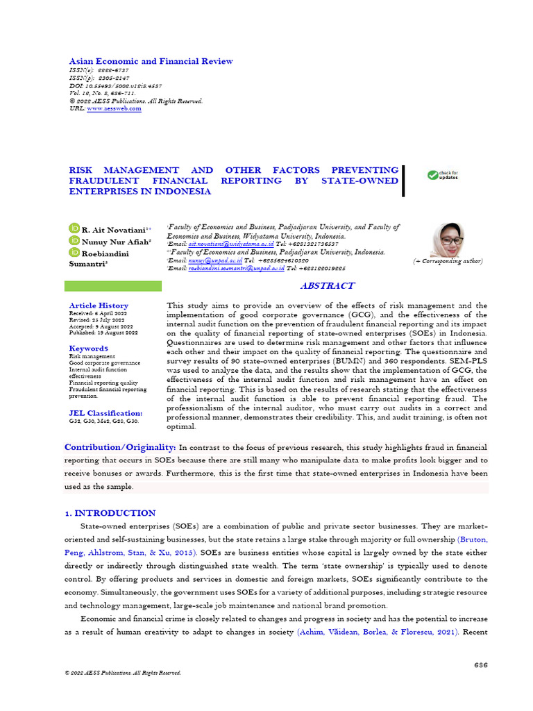 RISK MANAGEMENT AND OTHER FACTORS PREVENTING FRAUDULENT FINANCIAL ...