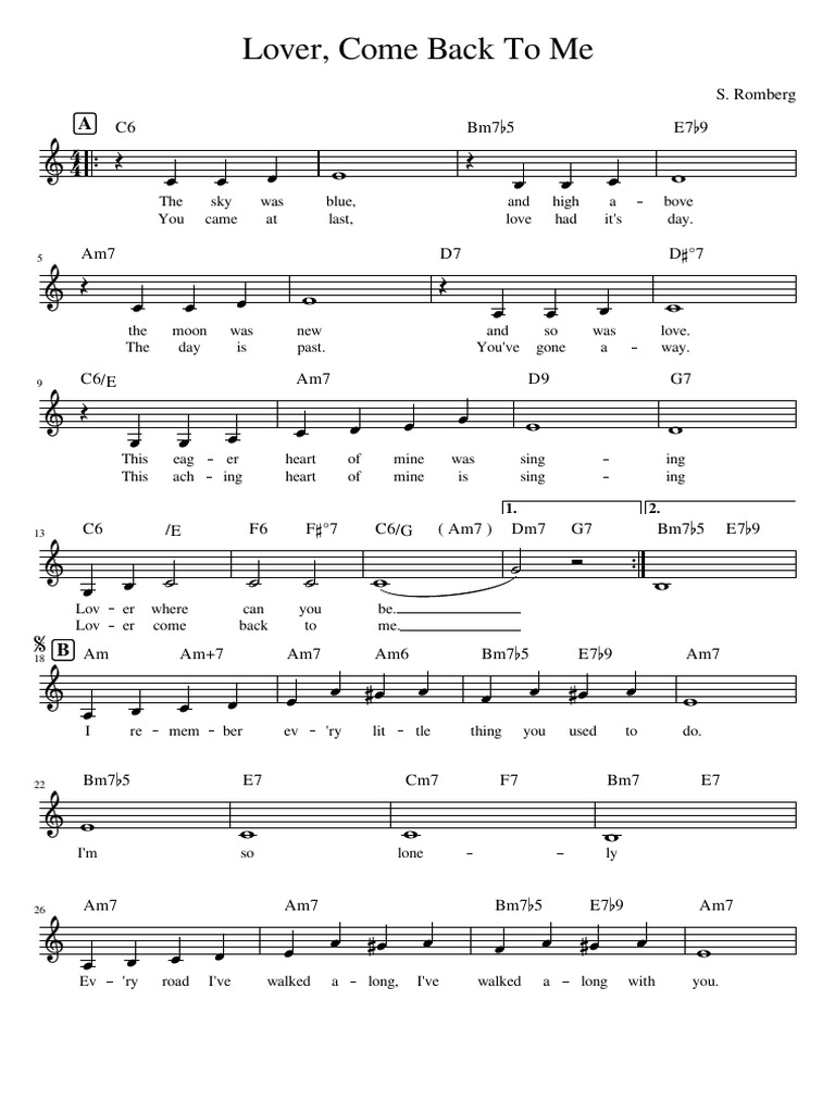 Lover, Come Back To Me | PDF