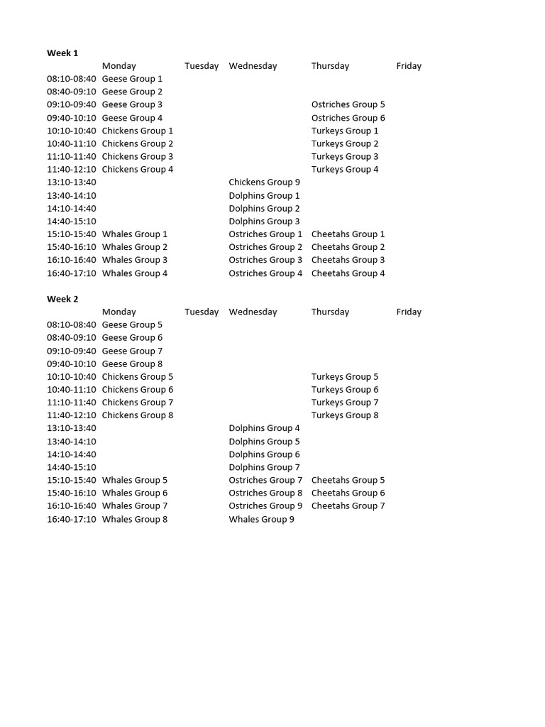 Student Group Schedules | PDF