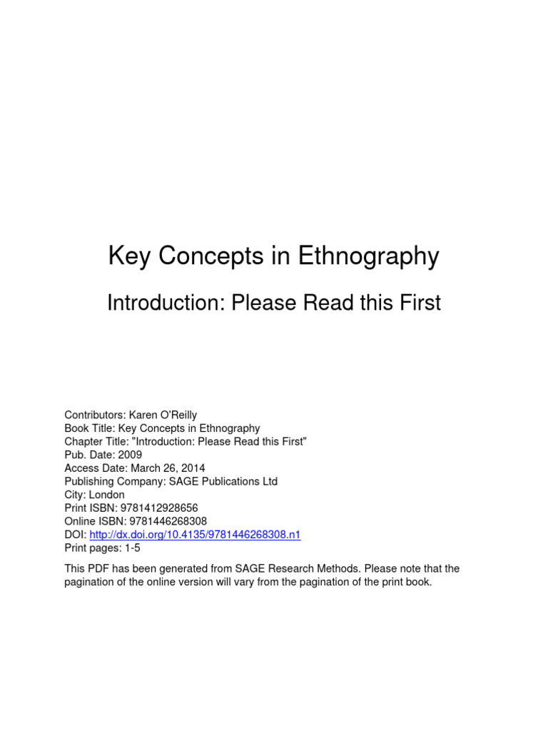 Introduction - Please Read This First | PDF | Ethnography | Field Research