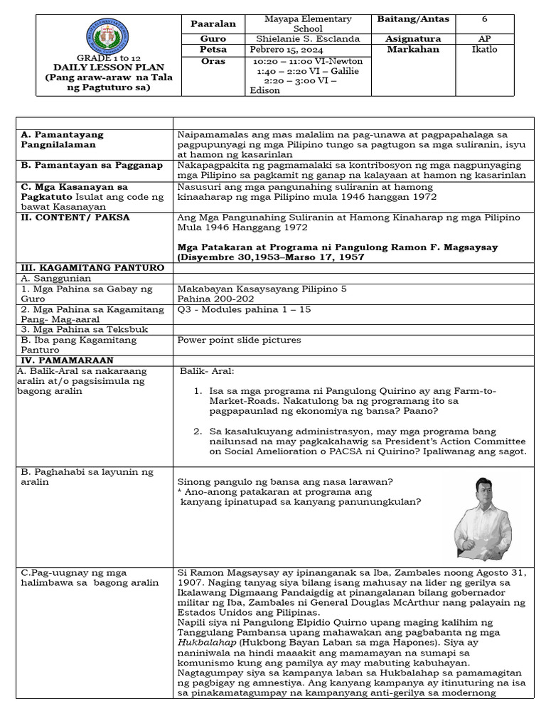 AP Q3 Week 3 Day 2 February 15 2024 | PDF