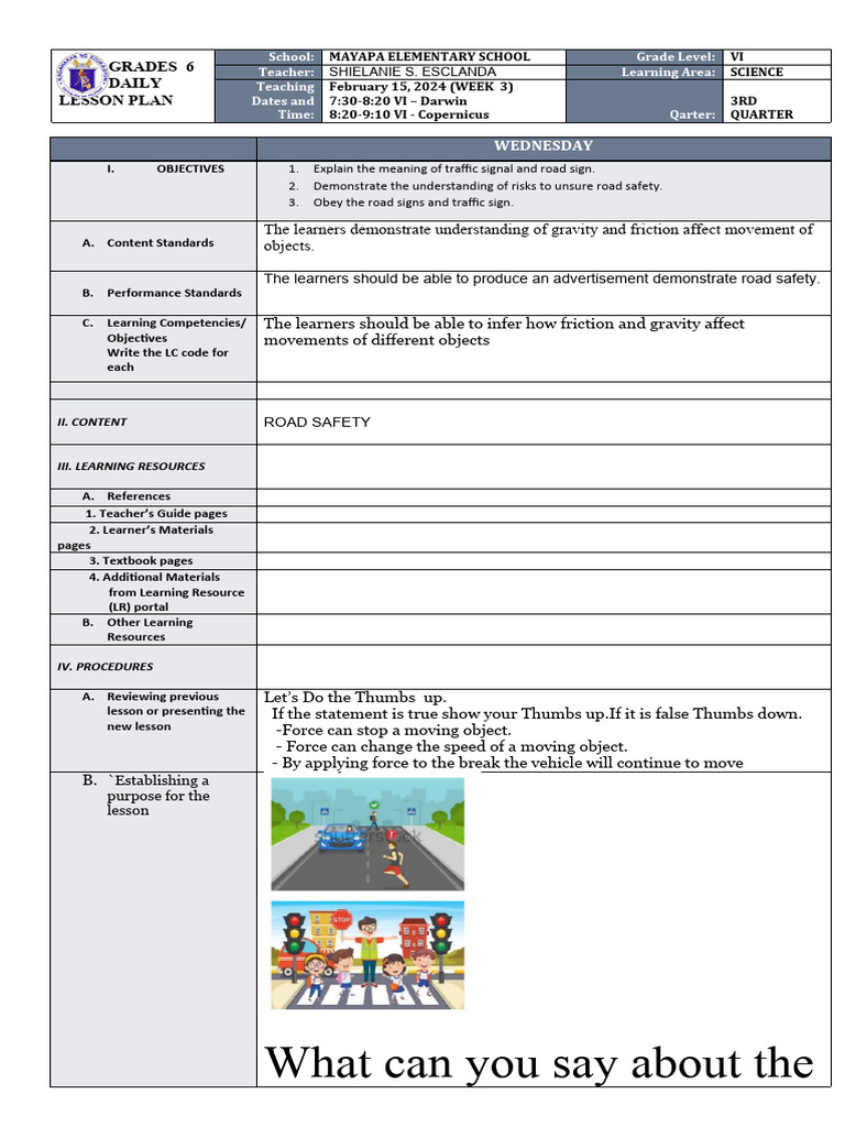 Science 3rd QTR WEEK3 Day 1 2 FEb.13 | PDF | Learning | Road Traffic Safety