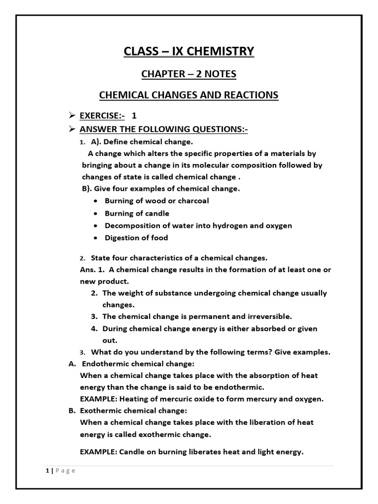 Chemistry Chapter 2 Notes | PDF | Redox | Combustion