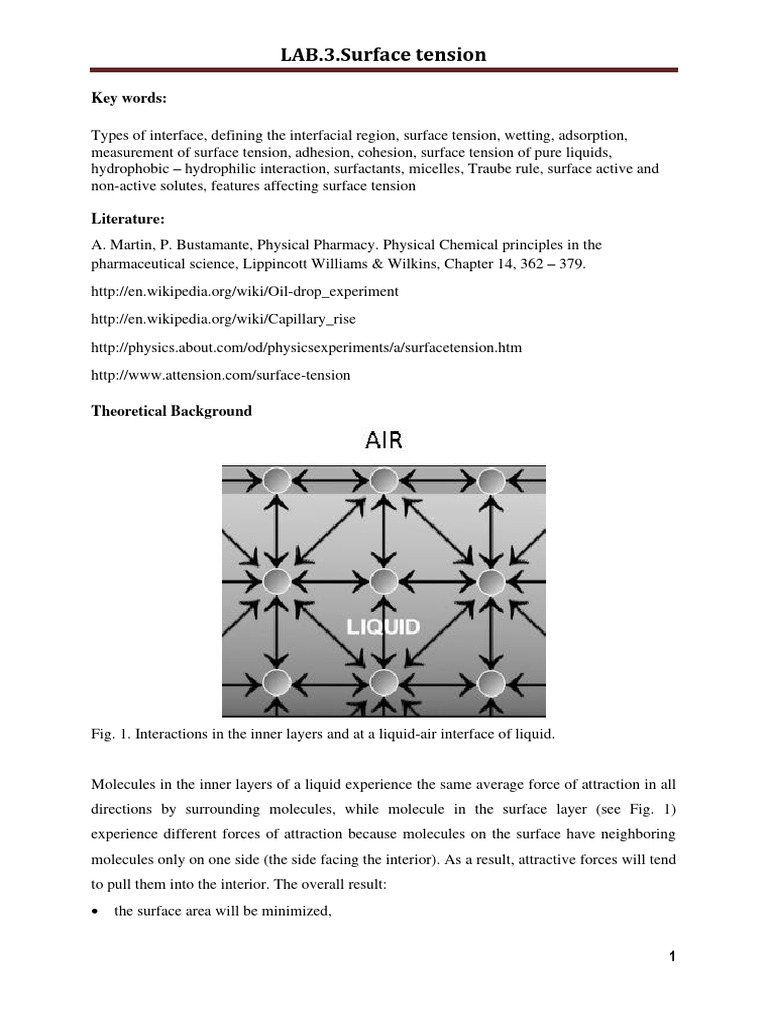 Lab Experiment. - Surface - Tesions - 2020 | PDF | Surfactant | Surface ...