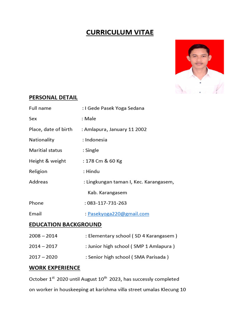 Cv. i Gede Pasek Yoga Sedana | PDF Cv. i Gede Pasek Yoga Sedana | PDF