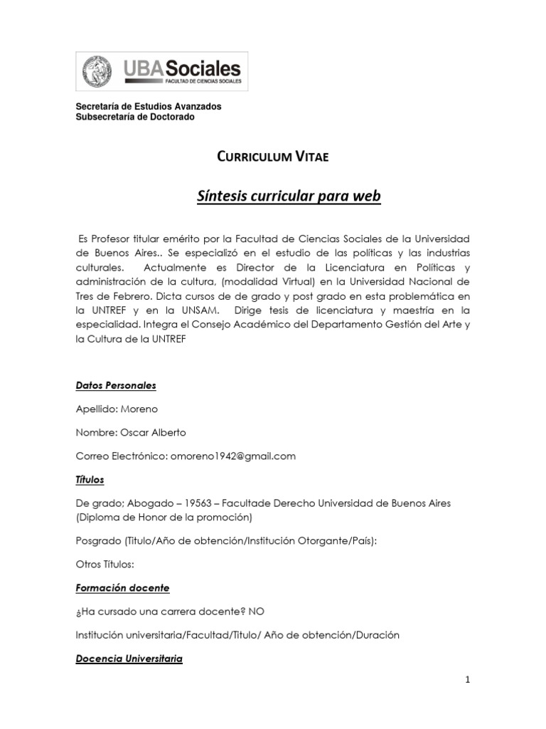 CV-Moreno | PDF