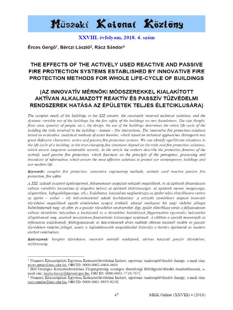 The Effects of The Actively Used Reactive and Passive Fire Protection ...