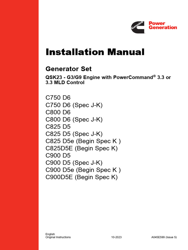 Cummins Installtion Manual | PDF | Alternating Current | Electrical Engineering