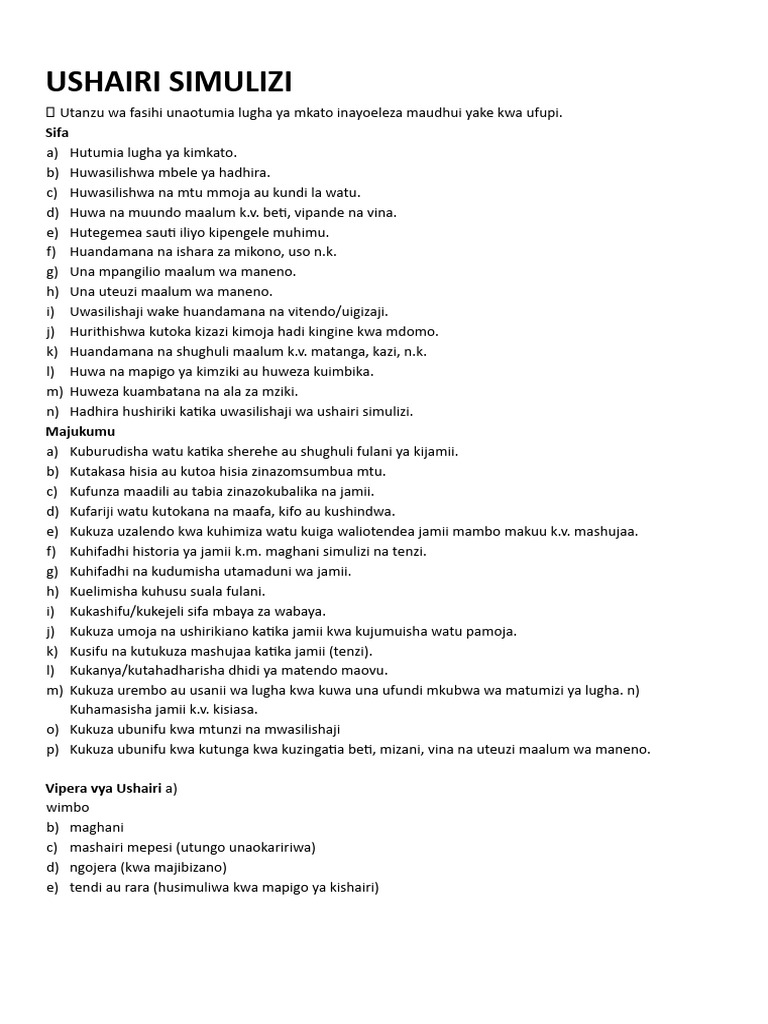 Ushairi Simulizi | PDF