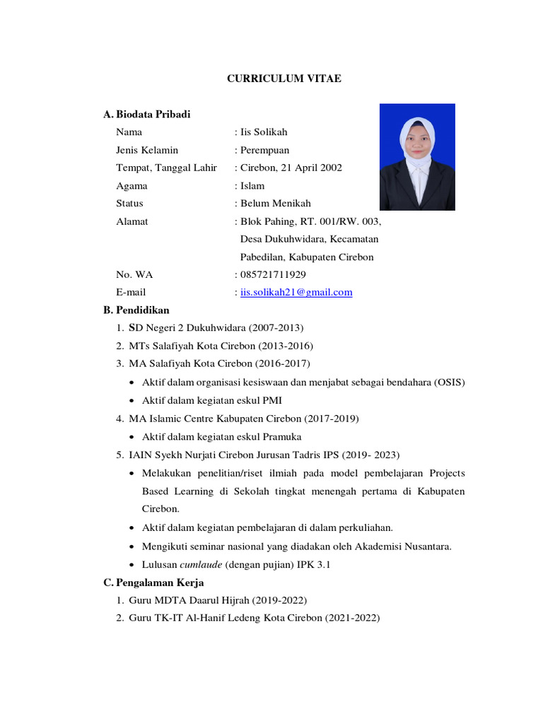 Curriculum Vitae Iis | PDF