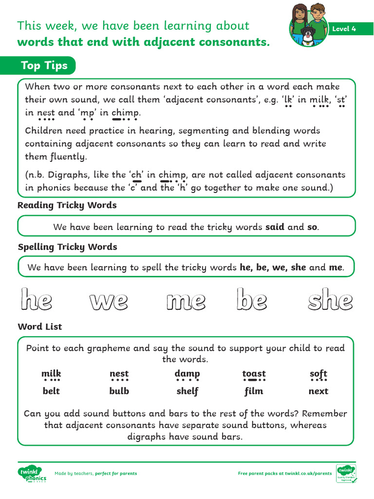 Level 4 Week 1 Parent Information Sheet | PDF | Language Arts & Discipline