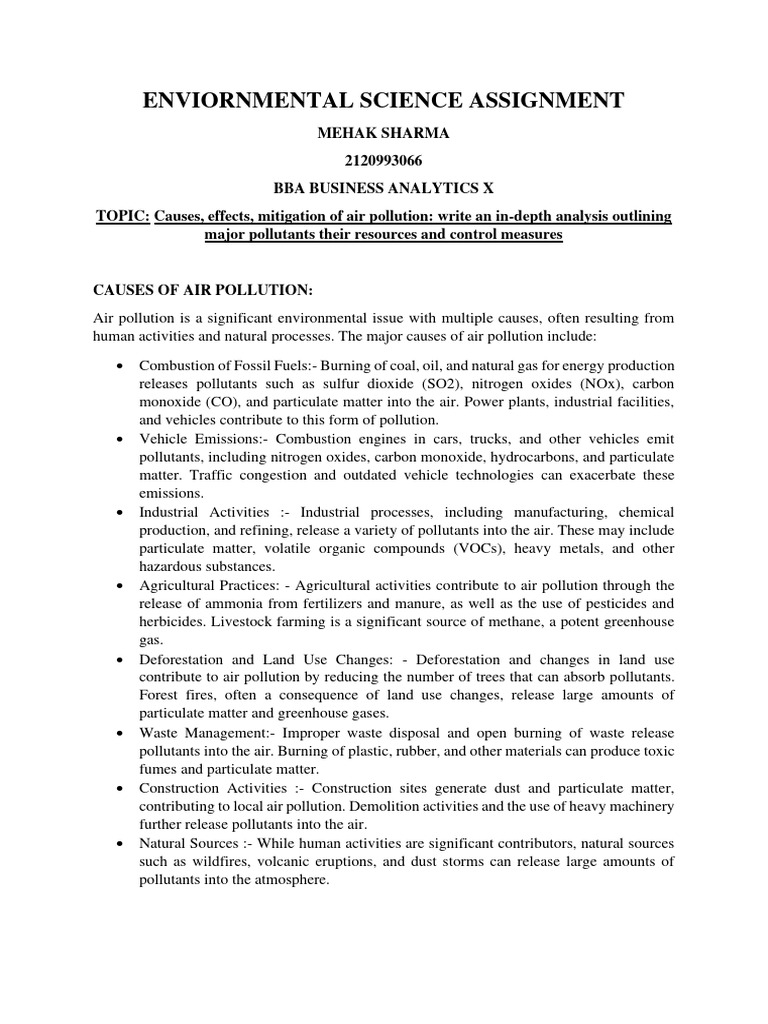 Enviornmental Science Assignment | Download Free PDF | Air Pollution ...