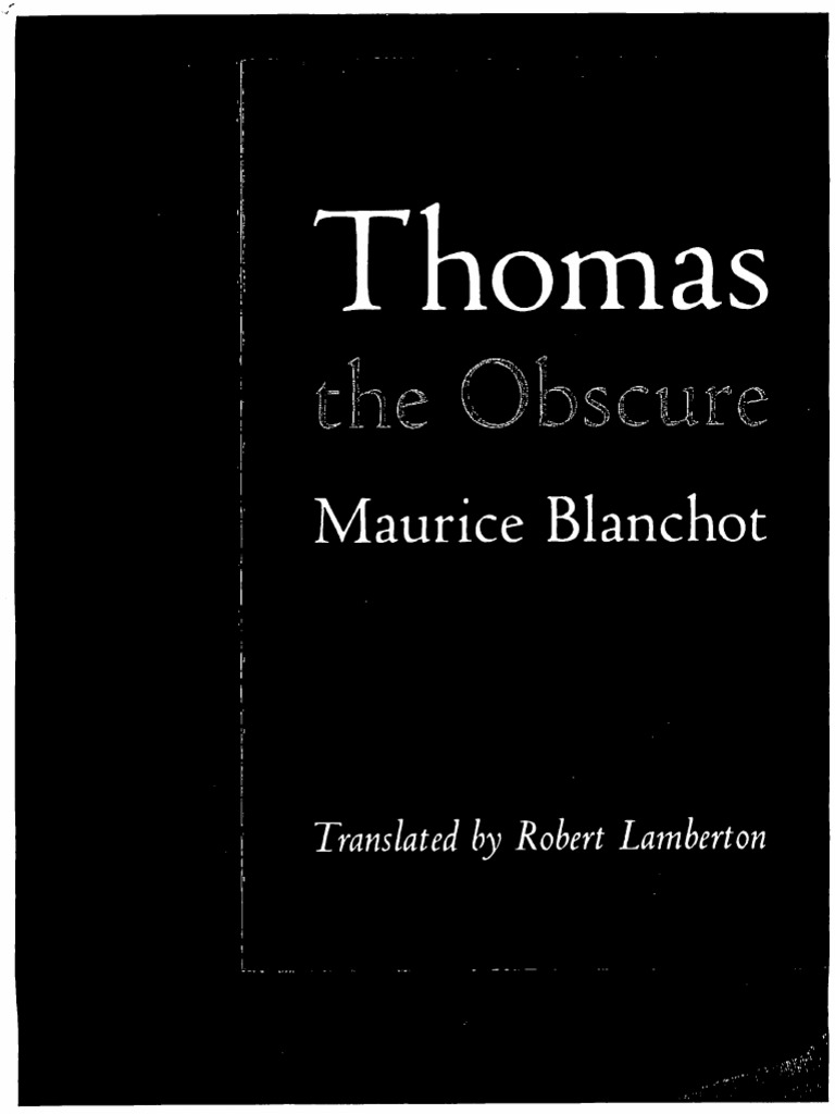 Blanchot Thomas The Obscure | PDF