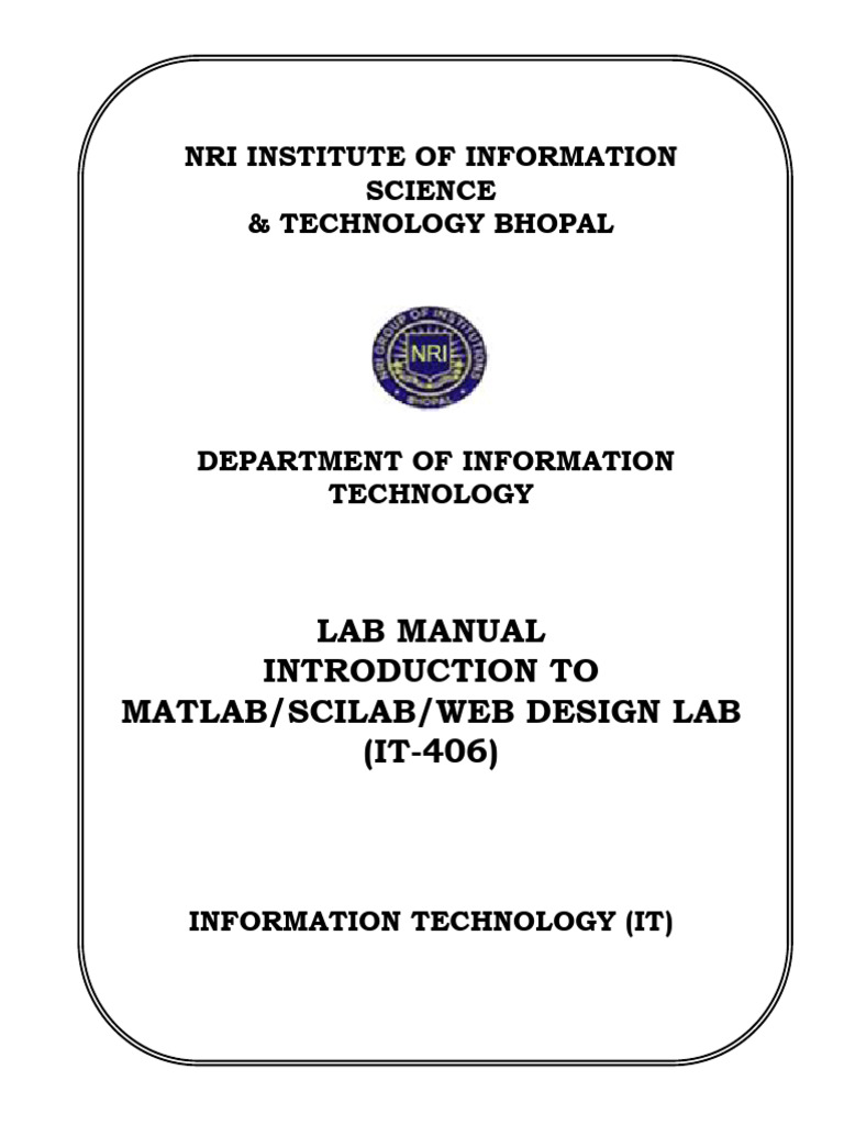 Lab Manual It406matlab | PDF | Matrix (Mathematics) | Matlab Lab Manual It406matlab | PDF | Matrix (Mathematics) | Matlab