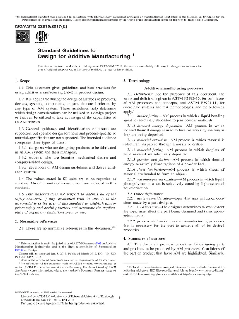 ASTM ISO ASTM 52910-17 Standard Guidelines For Design For Additive ... ASTM ISO ASTM 52910-17 Standard Guidelines For Design For Additive ...