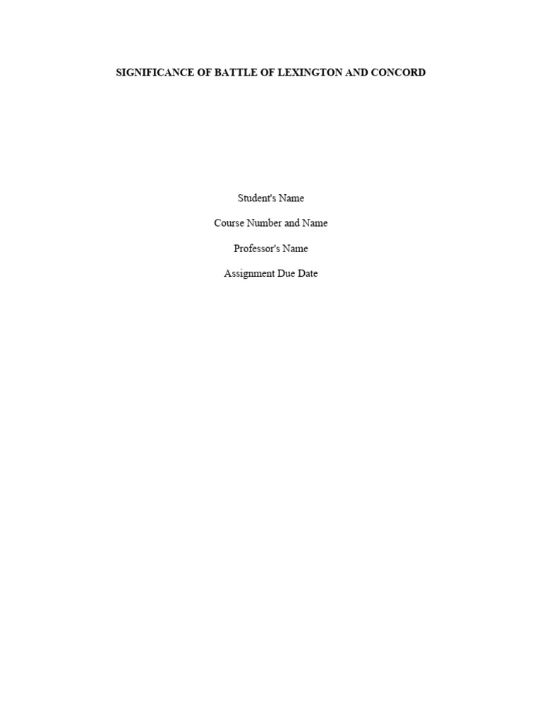 Significance of Battle of Lexington and Concord | PDF | Conflicts ...