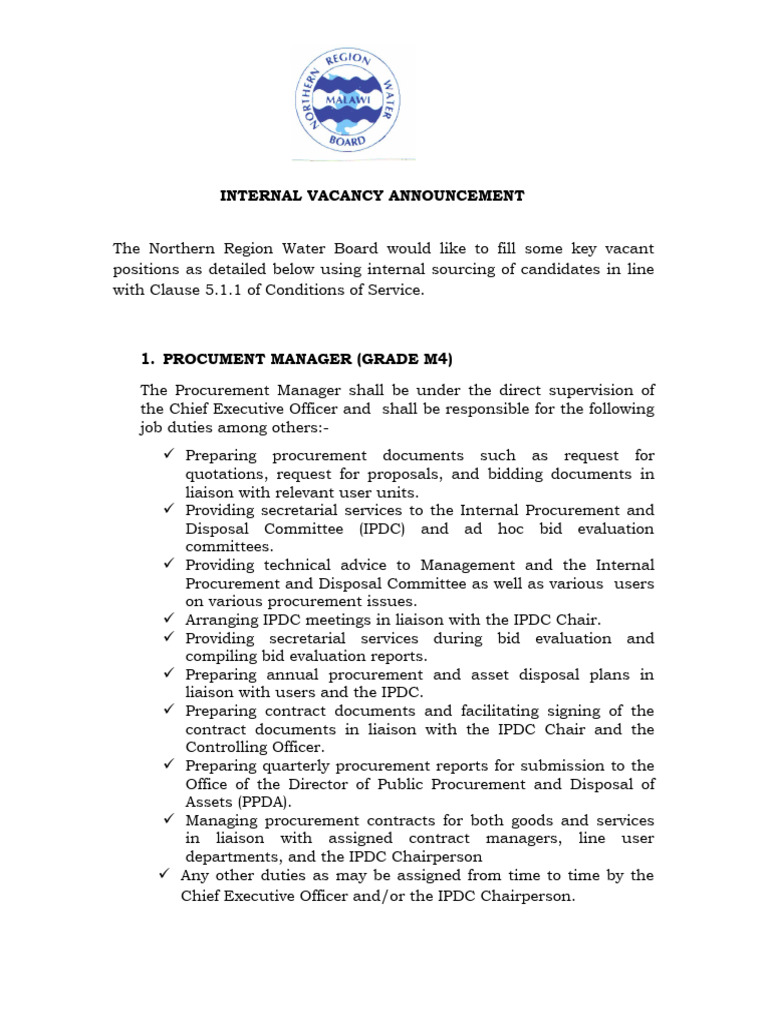 Internal Vacancy Opportunities-February 2024-2 | PDF | Procurement ...