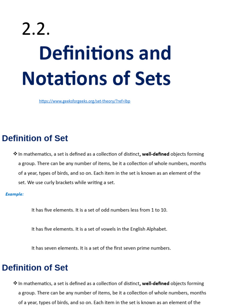 2.2 - Set - Basic Definitions and Notation | PDF | Set (Mathematics) | Empty Set