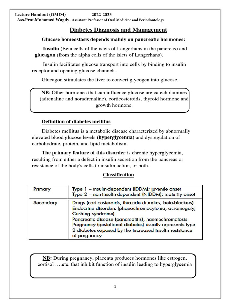 OMD-4 Diagnosis and Dental Managment of Diabetes Mellitus Lecture ...