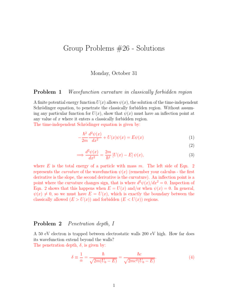 GP 26 Solns | PDF | Wave Function | Mathematical Objects