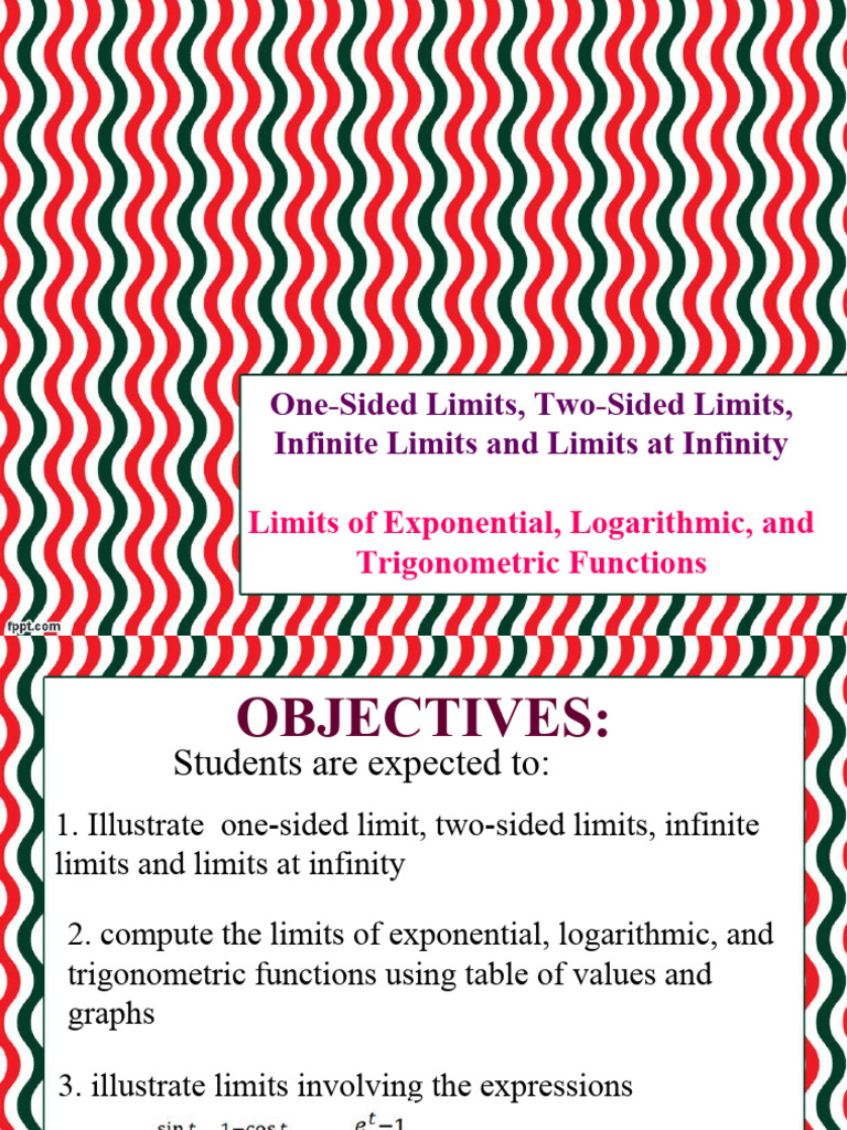 Lesson 3 Infinite LimitsLimits of Exponential Logarithmic and ...