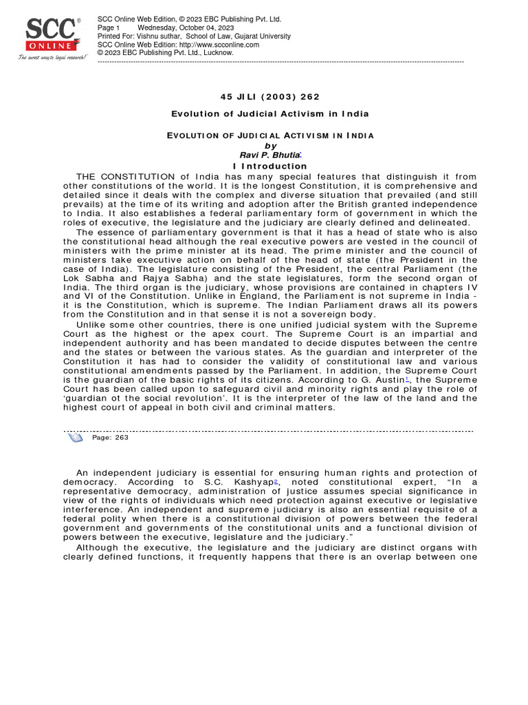 Evolution of Judicial Activism | PDF | Supreme Court Of India | Supreme ...