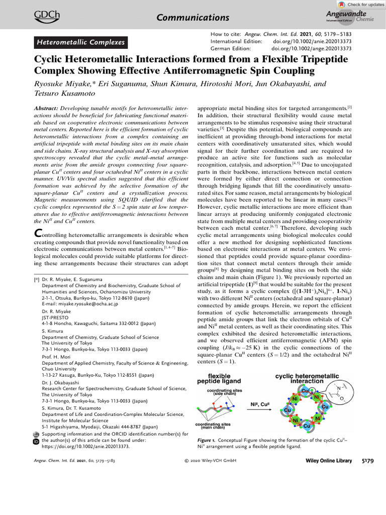 Cyclic Heterometallic Interactions Formed From A Flexible ...