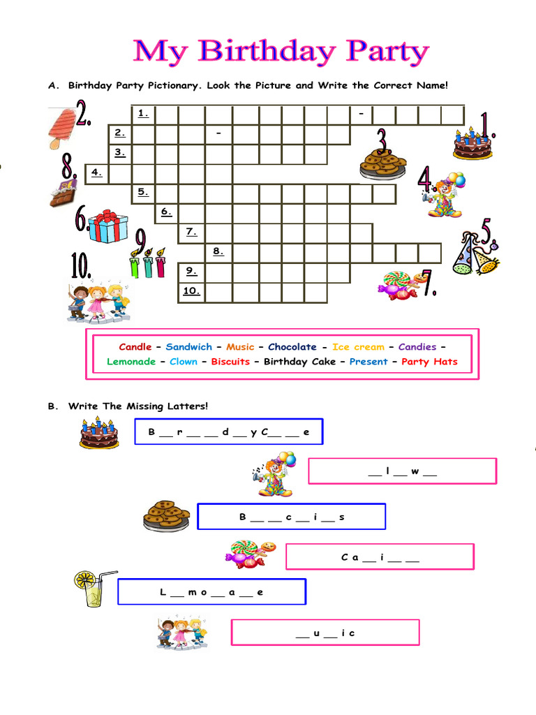 Birthday Party Picture Description Exercises 119629 | PDF