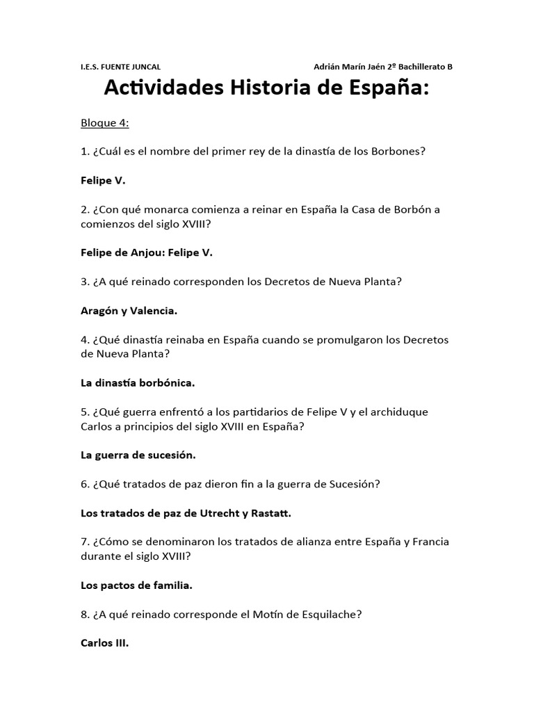 Actividades Historia De España Pdf España Imperio Español