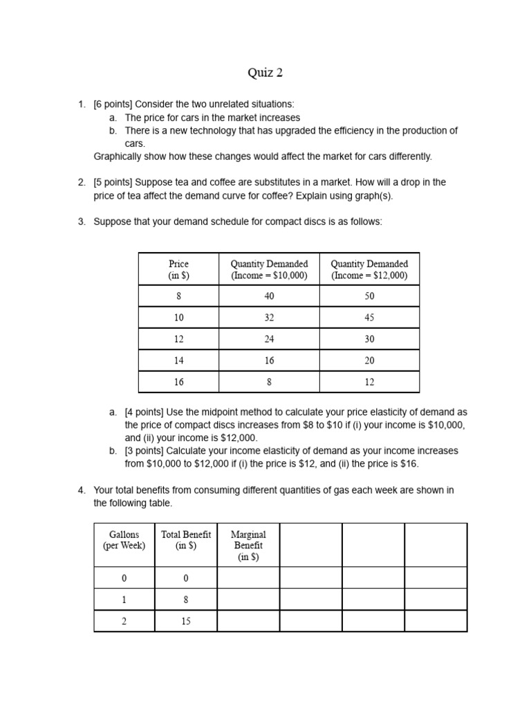 Quiz 2 | PDF | Demand | Price Elasticity Of Demand