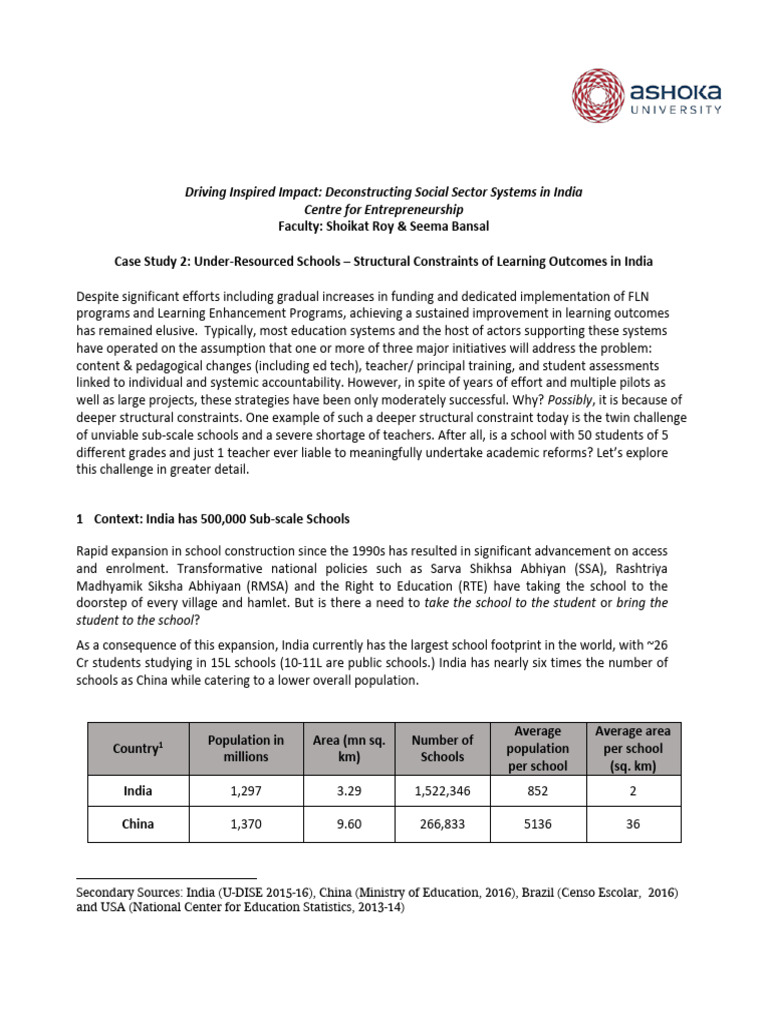 Case Study 2 - Structural Constraints of Under Resourced Schools | PDF | Teachers | Schools
